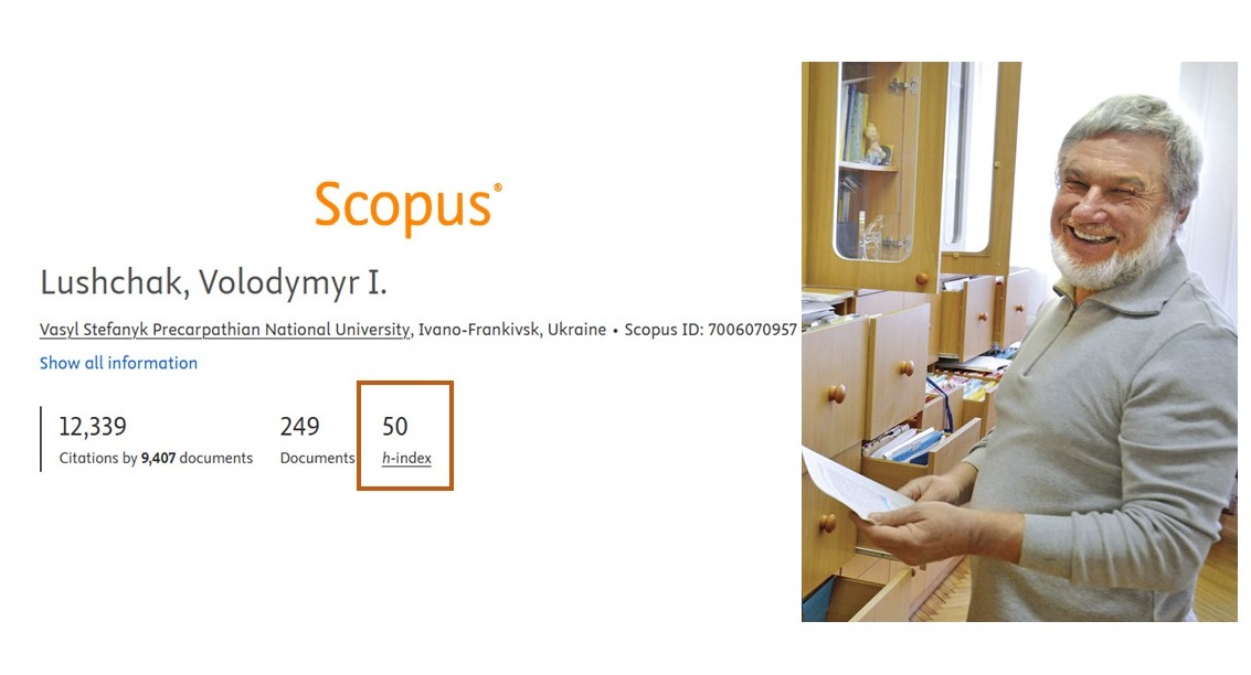 Professor Volodymyr Lushchak has now reached an H-index of 50 on Scopus ...